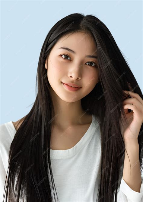 Premium Psd A Woman With Long Hair Wearing A White Shirt With A White