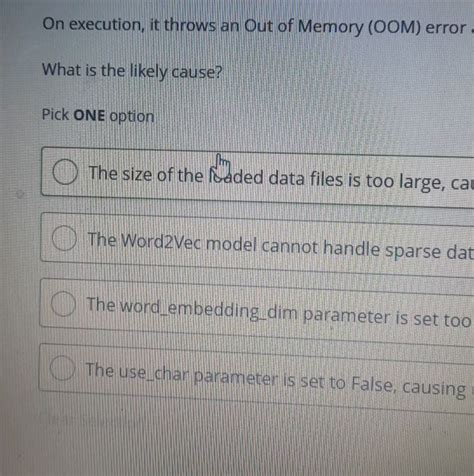 On Execution It Throws An Out Of Memory OOM StudyX