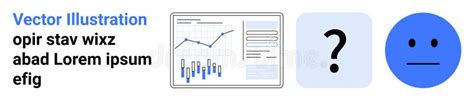 Business Analytics Dashboard Question Mark Icon And Neutral Face Emotion For Data Insights And