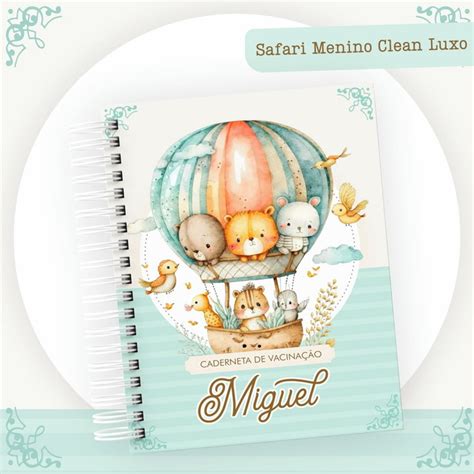 Caderneta Safari Menino Clean Luxo Capa Dura Elo7
