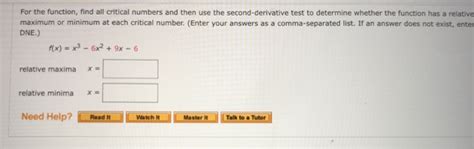 Solved For The Function Find All Critical Numbers And Then
