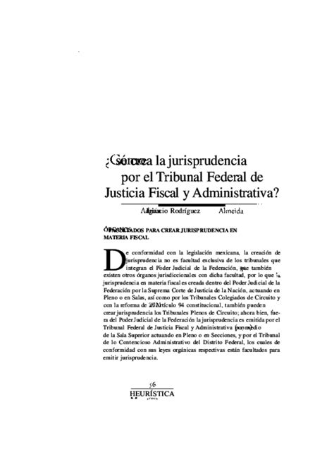 Pdf Cómo Se Crea La Jurisprudencia Por El Tribunal Federal De
