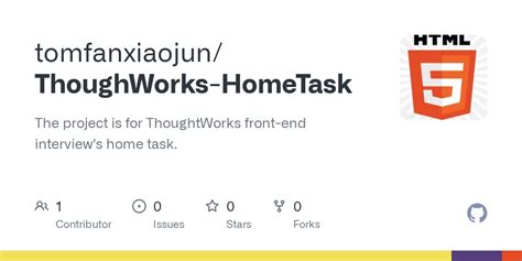 Github Tomfanxiaojun Thoughworks Hometask The Project Is For