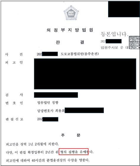 음주운전 집행유예 동종전과 6회 있음에도 재범 로톡