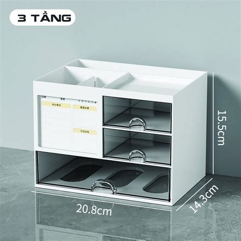 Tủ Đựng Đồ Đa Năng Để Bàn 3 Tầng Hộp Đựng Mỹ Phẩm Mini Decor Bàn Học Bàn Làm Việc Có Ngăn Kéo