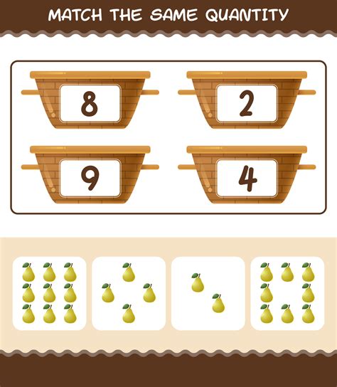 Match The Same Quantity Of Pear Counting Game Educational Game For