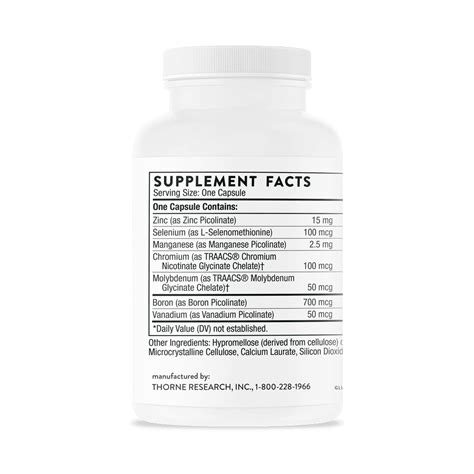 Thorne Pic Mins Thorne Supplements Australia Zinc Molybdenum Boron Selenium — Holistic