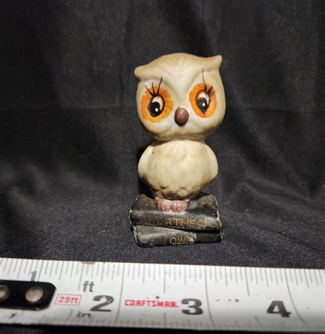 Vintage Weather Owl Ceramic Figurine Books Taiwan 325” Etsy