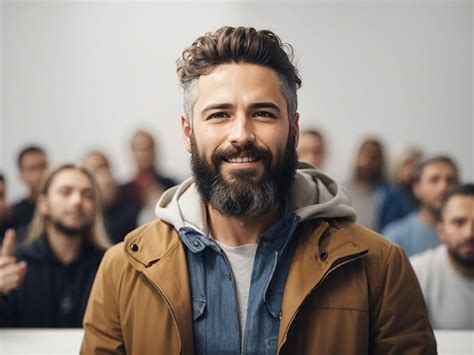 Premium Ai Image Handsome Bearded Businessman Rubbing Hands