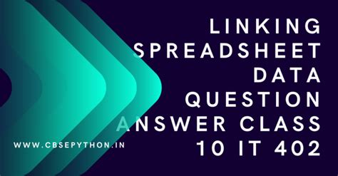 Chapter Linking Spreadsheet Data Question Answer Class It Using