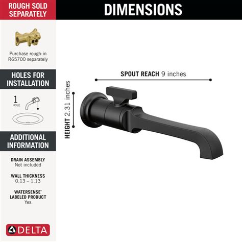 Single Handle Wall Mount Bathroom Faucet Trim In Matte Black T3589lf