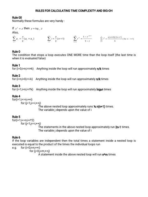Complexity Rules And Exercises Pdf