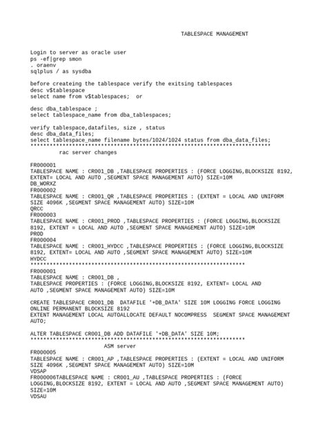 Tablespace Management Pdf Data Management Computer Data