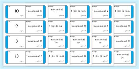 Loop Cards 1 More Or Less Gaeilge Twinkl