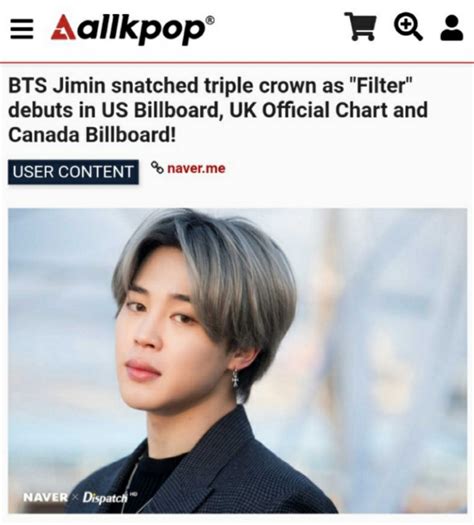 Bts 지민 솔로곡 필터 Filter 미·영·캐나다 차트 동시 석권 서울경제