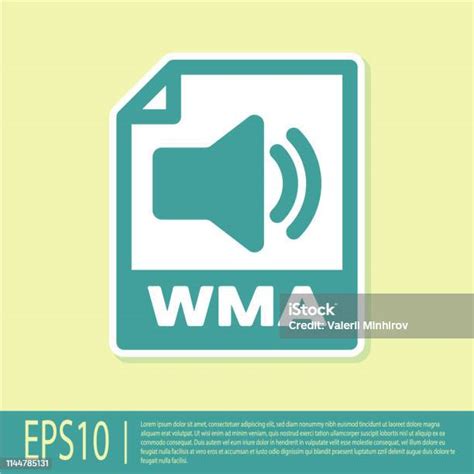 녹색 Wma 파일 문서 아이콘입니다 다운로드 Wma 버튼 아이콘 노란색 배경에 고립 Wma 파일 기호입니다 Wma 음악 형식