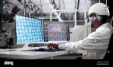 Research Lab Scientist Using Computer Medical Science Stock Photo Alamy
