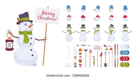 Snowman Christmas Construction Set Traditional Figure Stock Vector Royalty Free