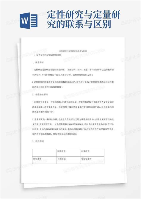 定性研究与定量研究的联系与区别word模板下载 编号qwnxdjex 熊猫办公