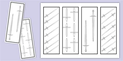 Swords Colouring Bookmarks Teacher Made Twinkl