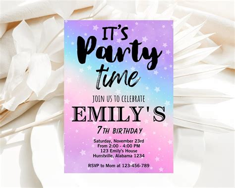 Tie Dye Birthday Invitation Rainbow Tie Dye Birthday Invitations