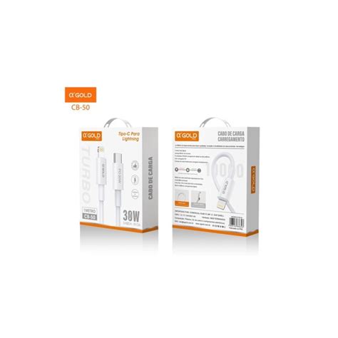 CABO AGOLD TURBO TIPO C LIGHTNING PD 30W 1 METRO Shopee Brasil
