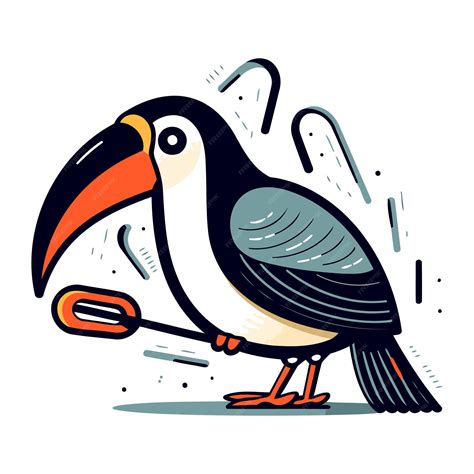 Premium Vector Toucan Hand Drawn Vector Illustration In Cartoon Comic