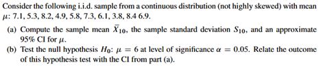 Solved Consider The Following I I D Sample From A Chegg