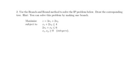 Solved 2 Use The Branch And Bound Method To Solve The Ip