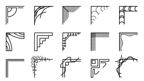 Set Hand Draw Van Hoeken Verschillende Vormen Bloem Decoratie Vector