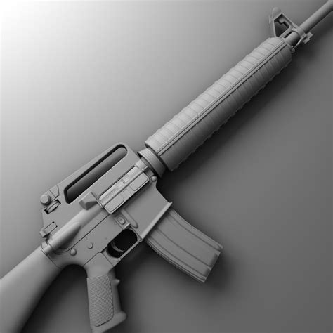 M16 Assault Rifle Hi Res 3d Model Max Obj Fbx Lwo Lw Lws Ma Mb