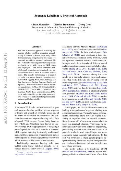 Pdf Sequence Labeling A Practical Approach
