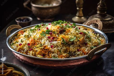 Biryani Flavorful Rice Dish Made With Spiced Chicken Meat Lamb Beef