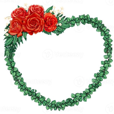 Watercolor Hand Drawn Heart Shaped Frame With Roses 22147687 Png