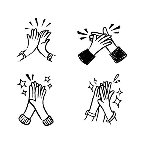 Hands Clapping Handdrawn Line Art 14894940 Vector Art At Vecteezy