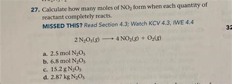 solved 7 calculate how many moles of no2 form when each