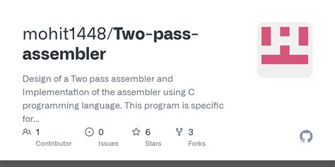 Github Mohit1448two Pass Assembler Design Of A Two Pass Assembler And Implementation Of The