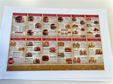 Menu At Jlb Eatery Restaurant Houston Stella Link Rd