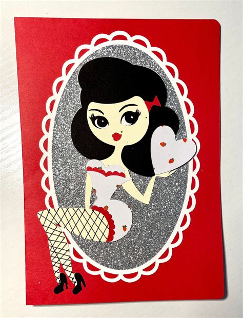 Pin Up Girl Greeting Card Etsy