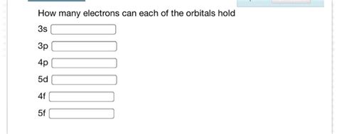 Solved How Many Electrons Can Each Of The Orbitals Hold 3s Chegg Com