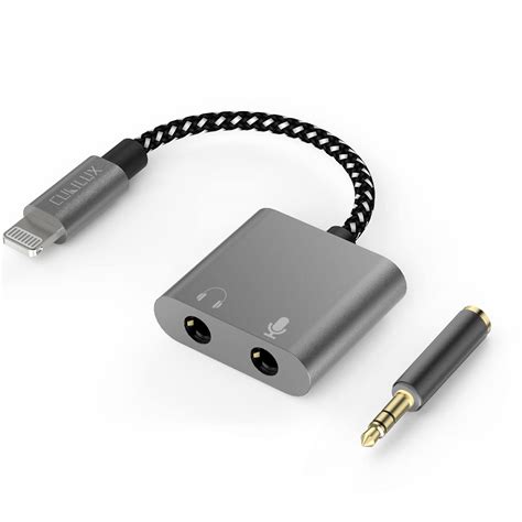 Cubilux Lightning To 3 5mm Trs Microphone Adapter With Headphone Jack Compatible