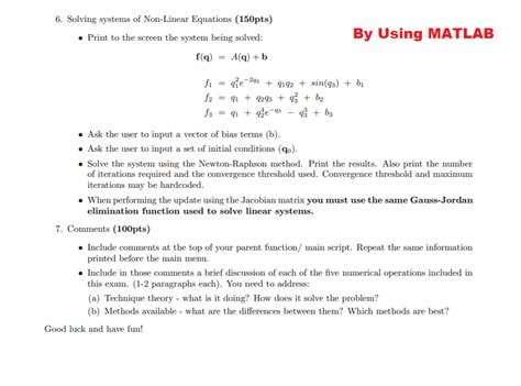 Solved Solving Systems Of Non Linear Equations Pts Chegg Com