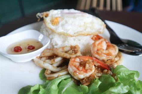 Stir Fried Seafood Stir Fried Squid Or Stir Fried Shrimp With Rice