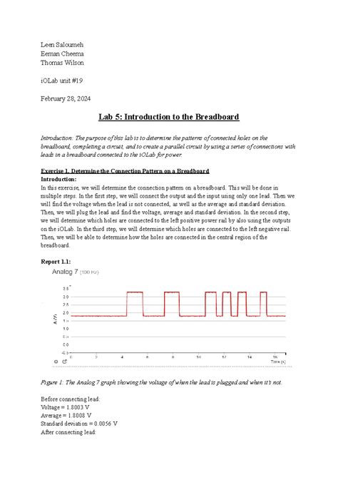 Lab 5 Introduction To The Breadboard Leen Saloumeh Eeman Cheema