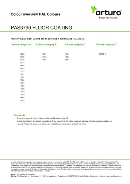 Arturo Rapid Resin Floor Colour Chart Arturo Nbs Source