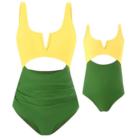 Wreesh Mommy And Me Swimsuits For Girls Cutout One Piece Swimsuit
