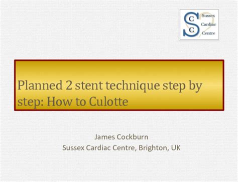 Planned 2 Stent Technique Step By Step How To Culotte