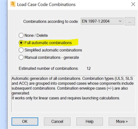 how to create automatically combinations including defined wind load cases in robot structural