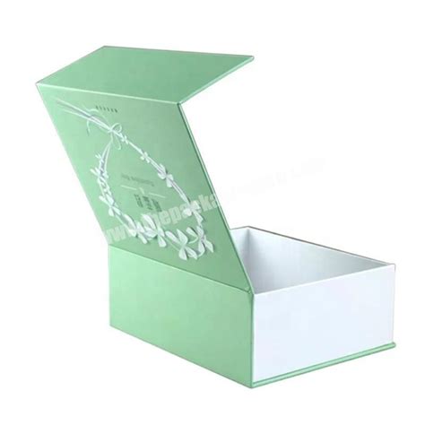 Custom Printed Cardboard Green Gift Packaging Closure Magnetic Flap Box
