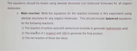 solved the equations should be drawn using skeletal